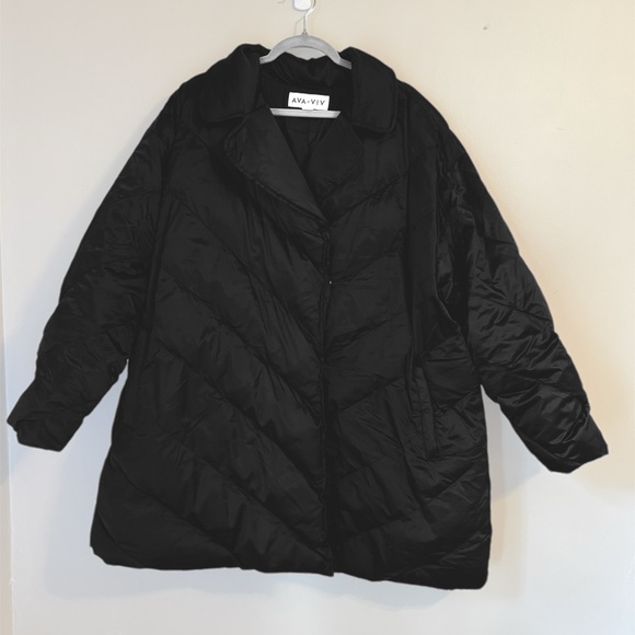 Ava & Viv | Jackets & Coats | Ava Viv Black Puffer Swing Coat | Poshmark